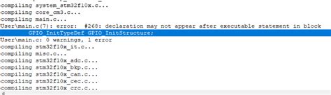 Declaration May Not Appear After Executable Statement In Block Gpioinittypedef Gpio