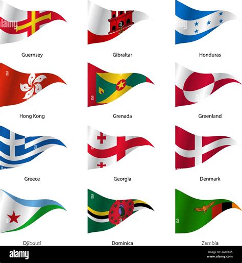 Set Flags Of World Sovereign States Triangular Shaped Vector