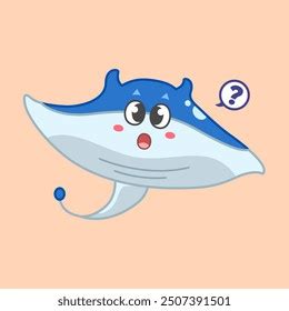 Cute Cartoon Illustration Manta Ray Smiling Stock Vector Royalty Free