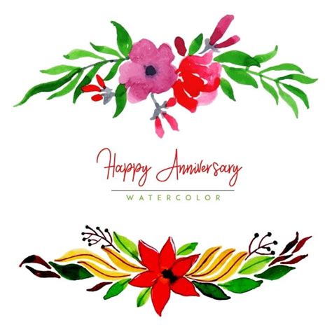 수채화 꽃 결혼기념일을 축하합니다 배경 나뭇잎 일러스트 수채화 색깔 꽃 무늬 Png 일러스트 및 벡터 에 대한 무료 다운로드 Pngtree