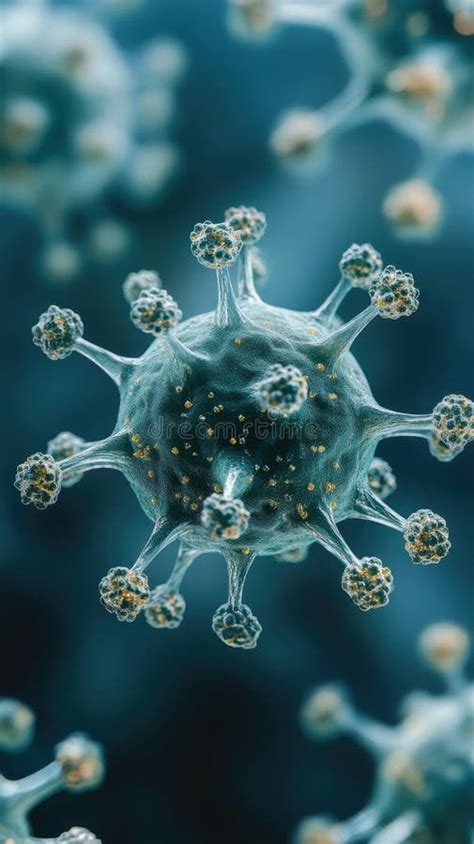 Detailed Microbial Structure Of A Virus Highlighting Intricate Features And Scientific