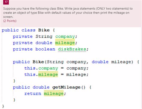 solved 17 suppose you have the following class bike write
