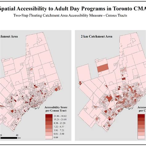 Spatial Accessibility To Adps Using 2sfca Method With 1km And 2km