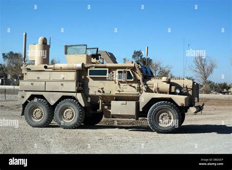A Cougar 6x6 Mine Resistant Ambush Protected Vehicle Patrols The