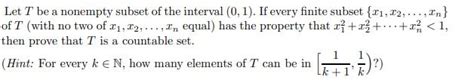 Solved Let T Be A Nonempty Subset Of The Interval 01 If