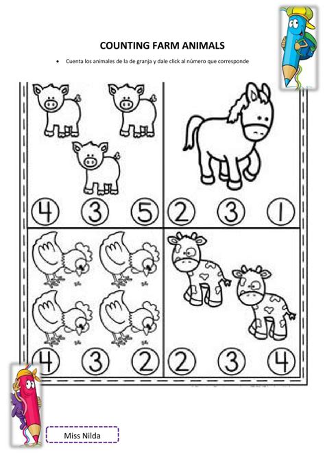 Worksheet Farm Animals Write The Number Preschoolprimary