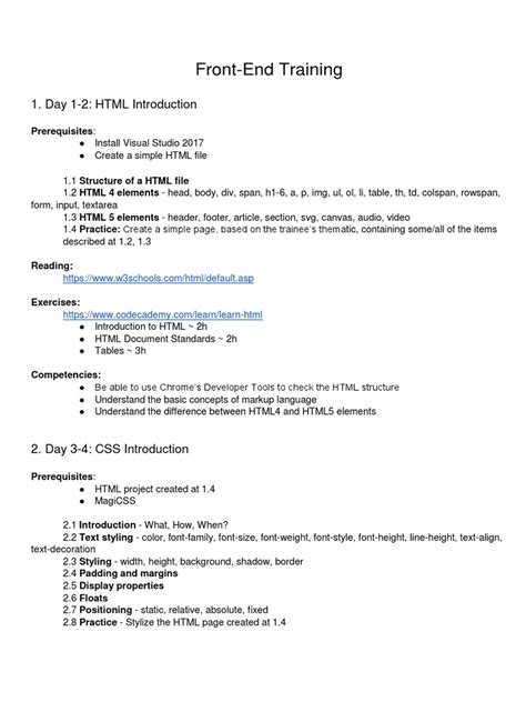 Front End Training 1 Day 1 2 Html Introduction Pdf J Query Html