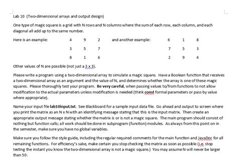 Solved Lab Two Dimensional Arrays And Output Design One Chegg