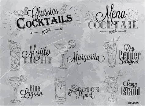 Cocktail Menu Gray Stock Vector 834005 Crushpixel