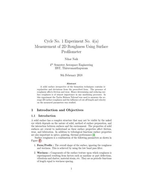 Measurement Of 2d Roughness Using Surface Profilometer Download Free