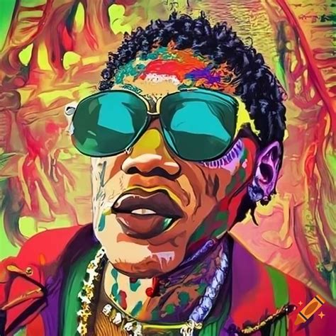 Artistic Portrayal Of Reggae Artist Vybz Kartel On Craiyon