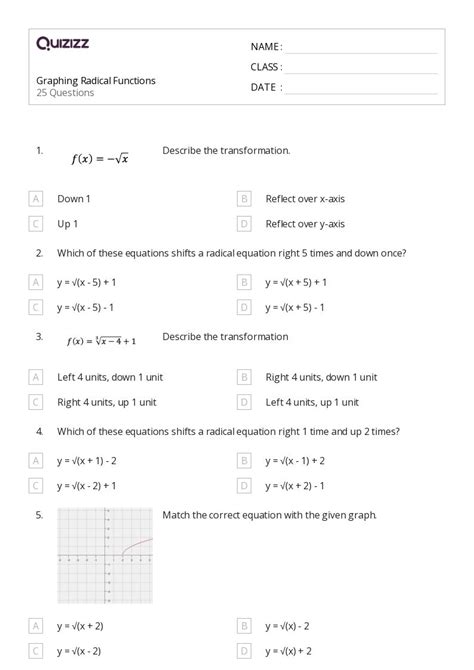 50 Radical Equations And Functions Worksheets On Quizizz Free