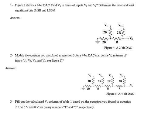 solved 1 figure 2 shows a 2 bit dac find v in terms of