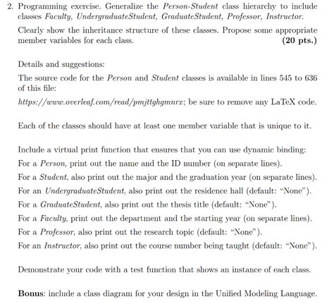 Solved 2 Programming Exercise Generalize The