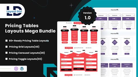 Divi Pricing Tables Showcase Layouts Mega Bundle Divi Layouts