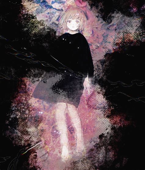 Safebooru 1girl Abstract Absurdres Bare Legs Barefoot Black Dress