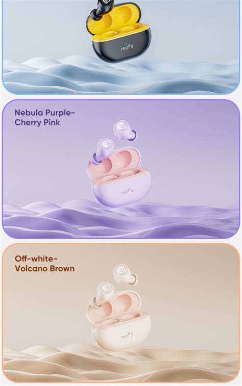 Realfit F4 Ai Active Noise Cancelling Bluetooth Earphone Colorful Cute Wireless With Control App