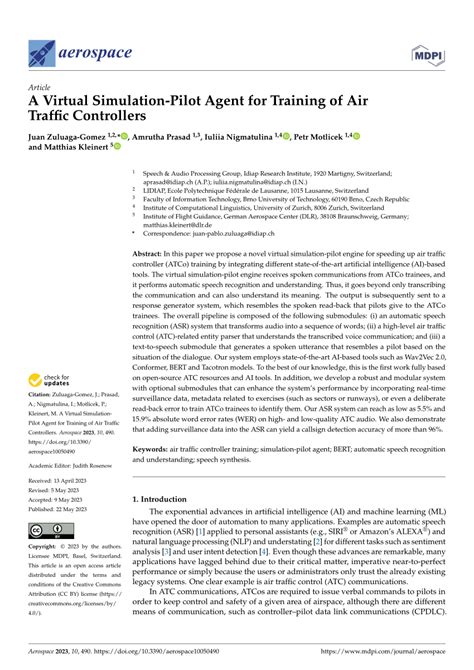 Pdf A Virtual Simulation Pilot Agent For Training Of Air Traffic Controllers