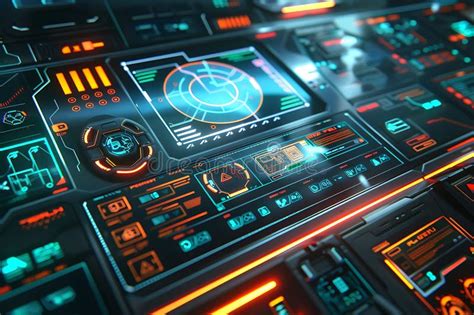 Futuristic Sci-Fi Control Panel Interface Display Stock Illustration ...
