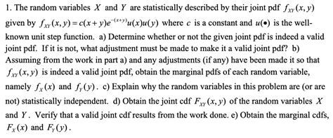 Solved X Y 1 The Random Variables X And Y Are Chegg Com