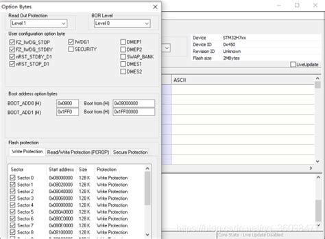 stm32flash读保护的分析及解决办法 stm32h750vbt6 st link utility 芯片被锁 芯片有读保护 请先擦除