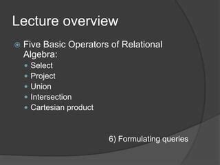 Relational Algebra Basics PPTX Databases Computer Software And Applications