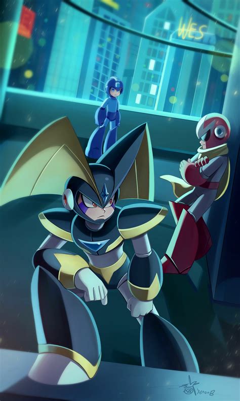 Mega Man Proto Man And Bass Mega Man And 1 More Drawn By Xenon