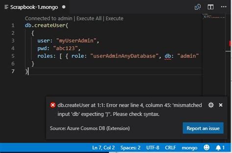 Syntax Taken From MongoDB Documentation Issue 971 Microsoft Vscode Cosmosdb GitHub