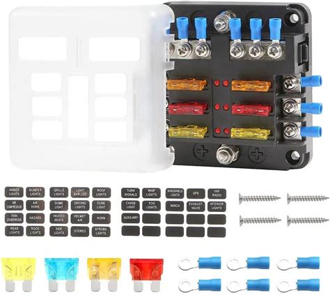 6 Way Fuse Block With Negative Bus Waterproof Fuse Panel For 12 24v