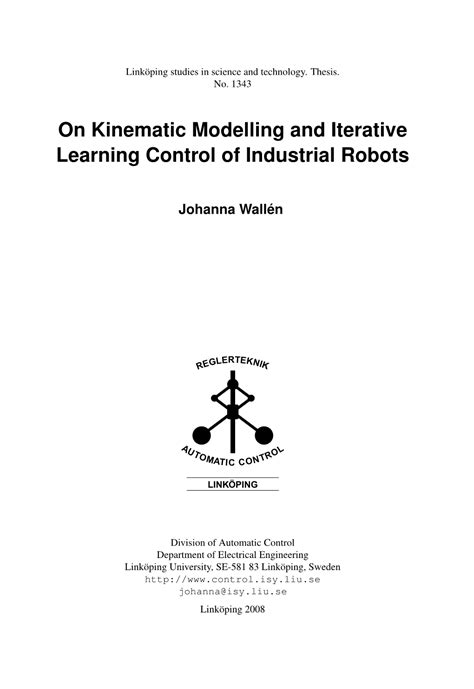 on kinematic modelling and iterative learning control of industrial