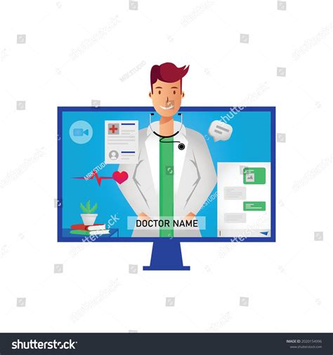 Illustration Monitor Doctor Smart Medical Design Stock Vector Royalty Free 2020154996