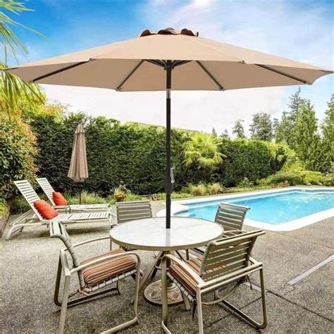 27m Outdoor Patio Umbrella With Stand Heavy Duty Garden Beach Parasol