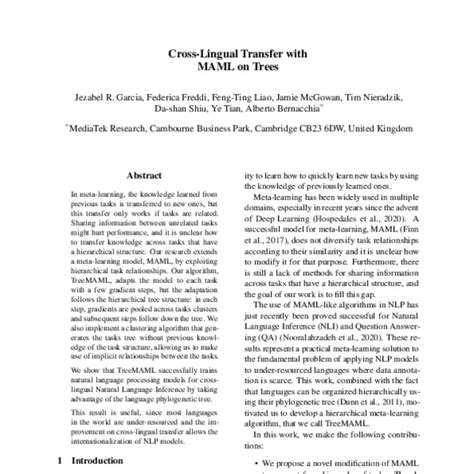 Cross Lingual Transfer With Maml On Trees Acl Anthology