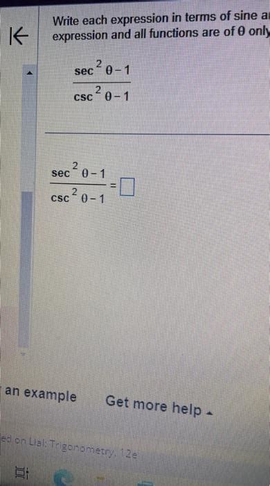 Solved Write Each Expression In Terms Of Sine A Expression