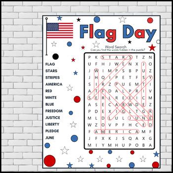 Flag Day Word Search Printable Patriotic Puzzle To Celebrate The