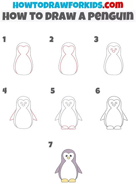 how to draw a penguin step by step