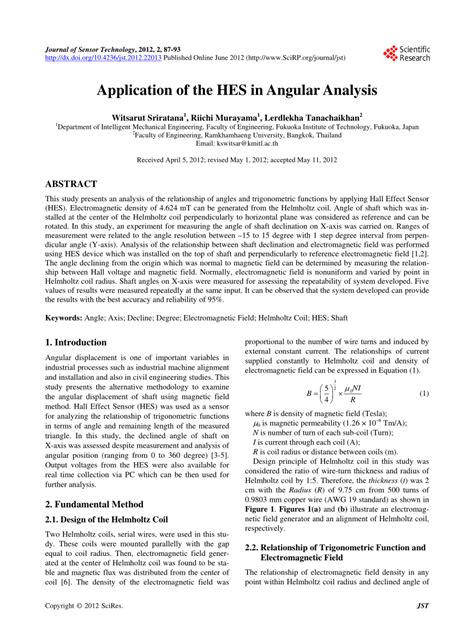 Pdf Application Of The Hes In Angular Analysis