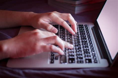 Image Hands Typing Selective Focus Stock Image Image Of Electronics