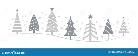 Collection Of Silver Colored Christmas Trees And Siver Stars In Different Design Vector