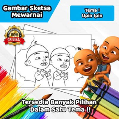Gambar Sketsa Mewarnai Upin Ipin 1000 Isi Tiga Lembar Uk A4 Lazada