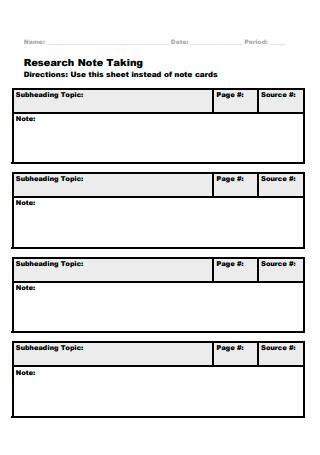 42 FREE Research Note Samples To Download