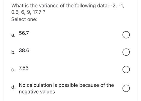 solved which data set below has the smallest standard