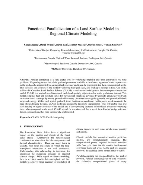 Pdf Functional Parallelization Of A Land Surface Model In Regional Climate Modeling