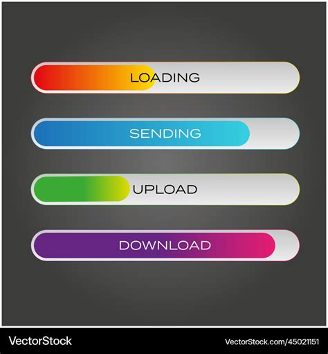 Progress Bar Upload Download Web Button Royalty Free Vector