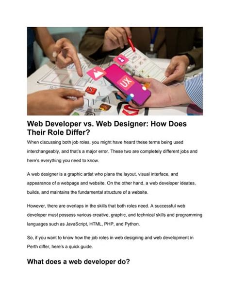 Web Developer Vs Web Designer How Does Their Role Differ Docx Web Development Internet
