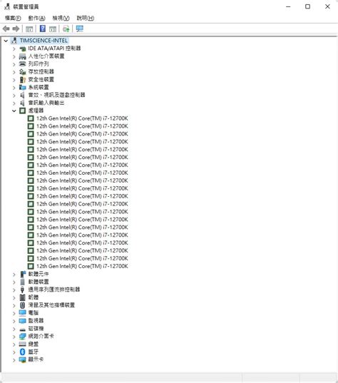 Intel I7 12700k Devicemanager Funkykit 中文版
