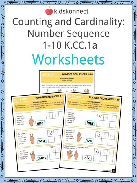 counting and cardinality number sequence 1 10 k cc 1a