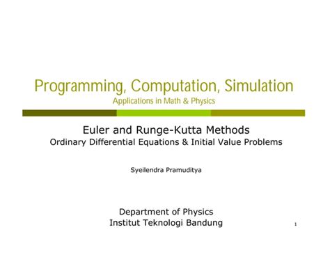 Spsf04 Euler And Runge Kutta Methods Pdf Programming Languages Computing