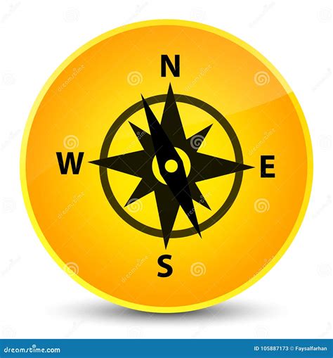 Compass Icon Elegant Yellow Round Button Stock Illustration