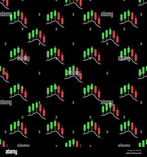 Candlestick Chart And Technical Analysis Vector Trading Concept Colored Seamless Pattern Stock